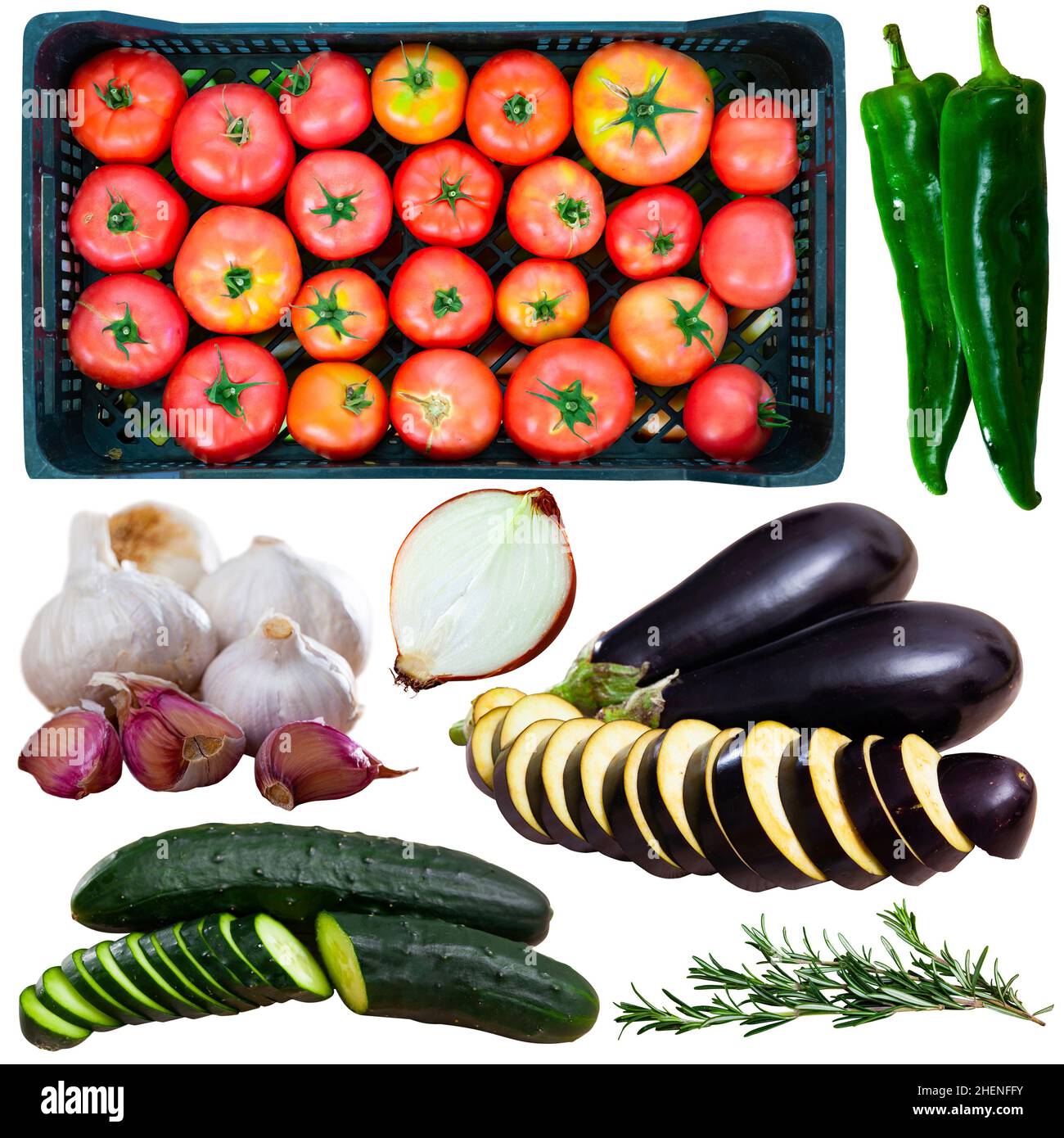 Colorful collage of fresh vegetables isolated on white Stock Photo - Alamy
