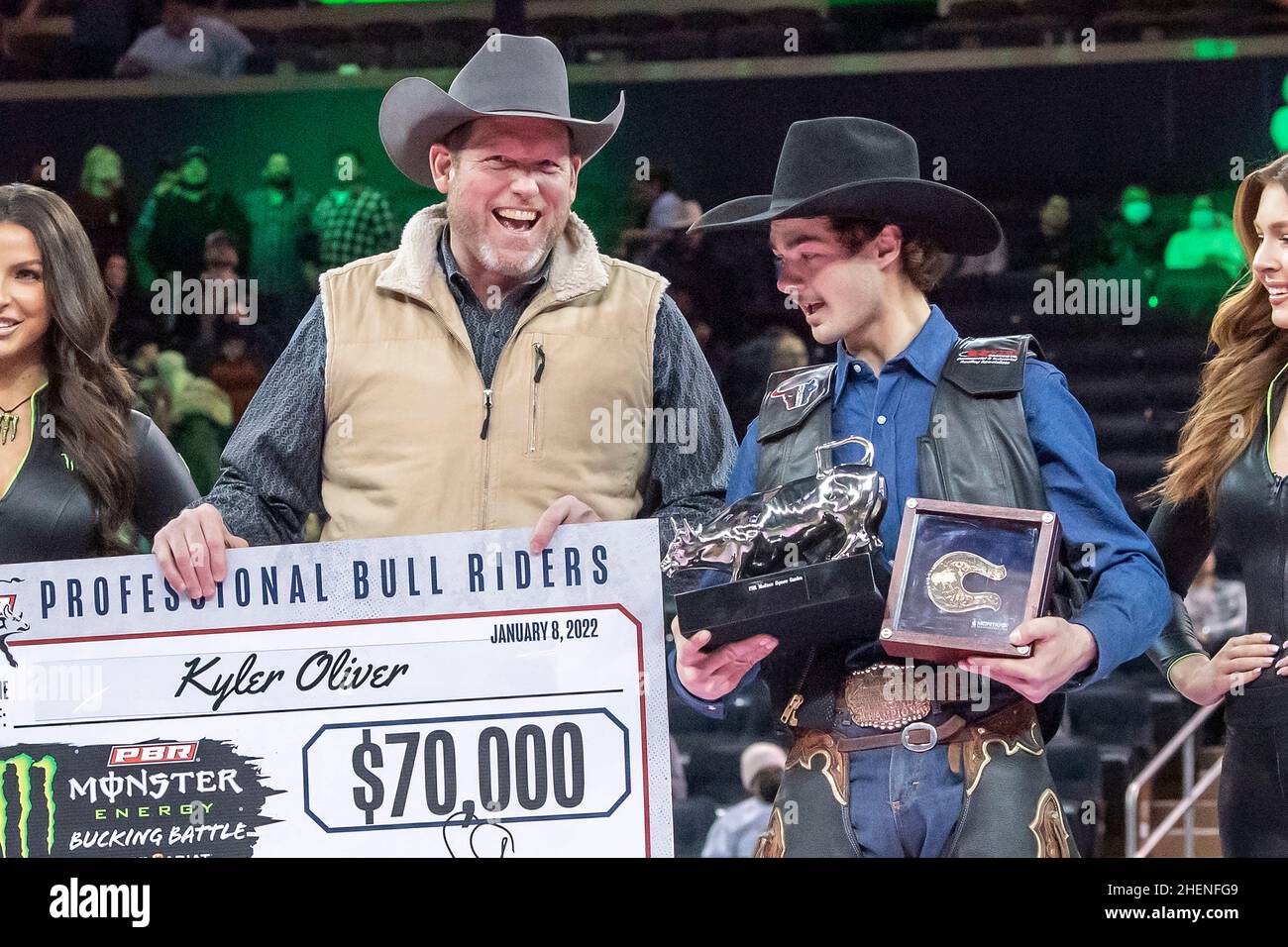 NEW YORK, NY - JANUARY 08: Kyler Oliver (R) Poses with Professional ...