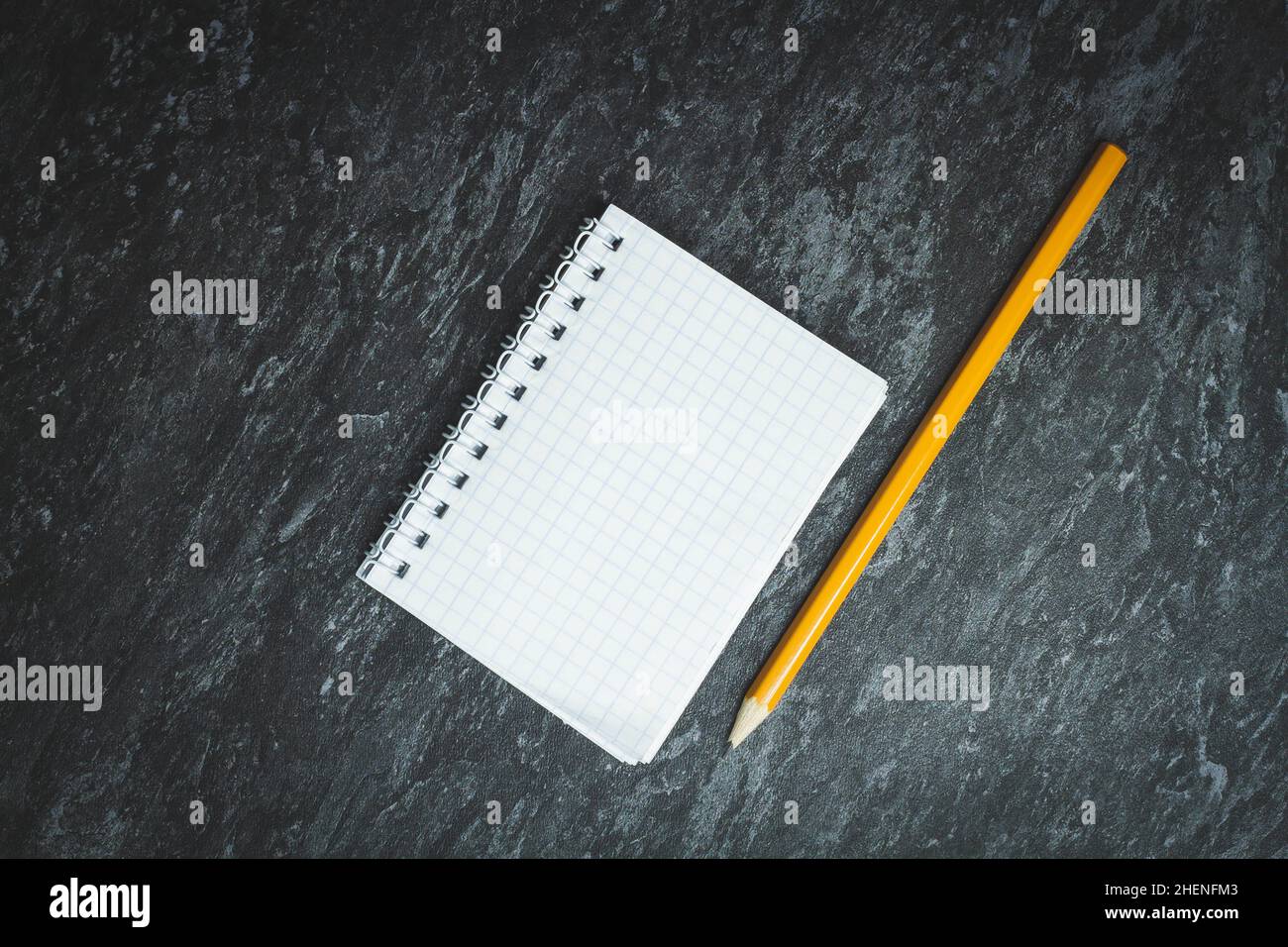 Notepad and pencil. Notes in a notebook. Template for records. Reminder ...