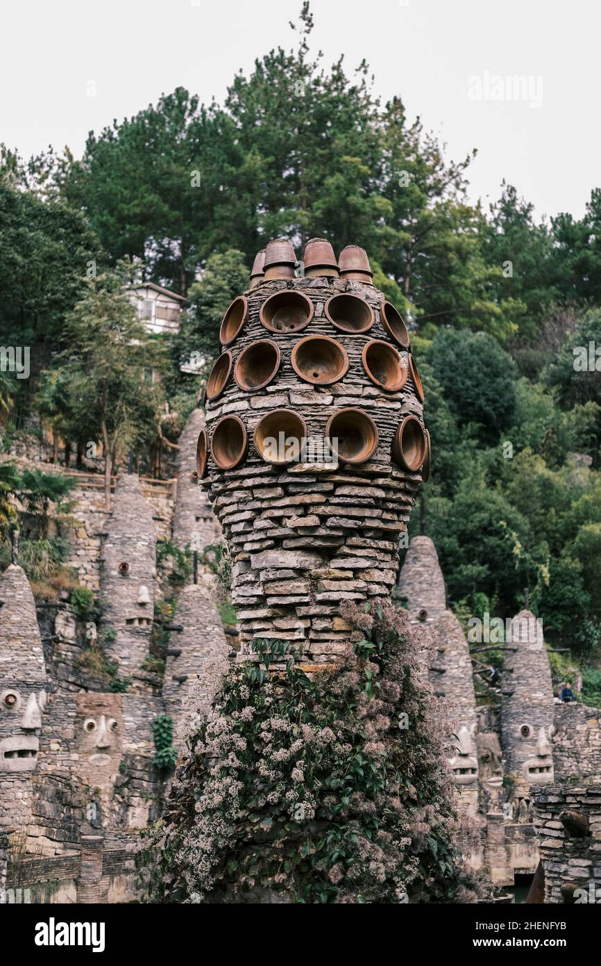 The art of stone architecture in the park Stock Photo - Alamy