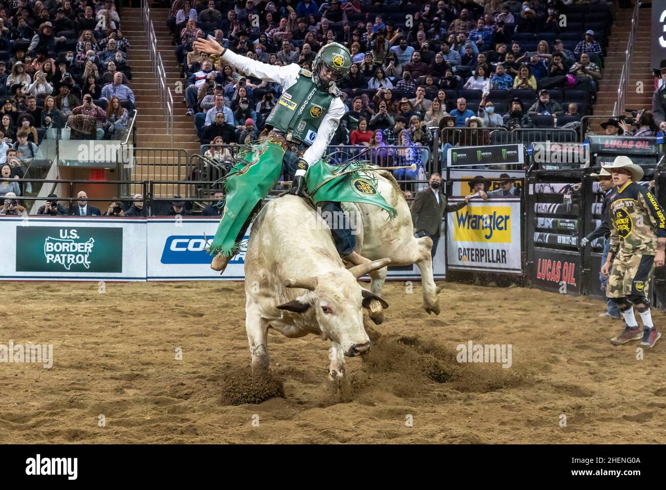 Daylon Swearingen rides Smooth Kat during the Professional Bull Riders ...