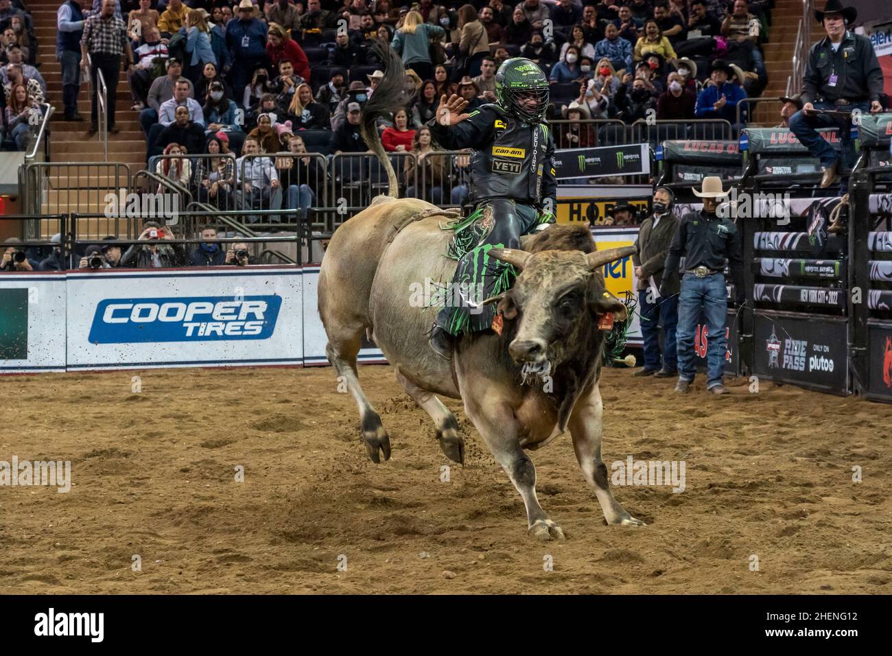 Chase Outlaw rides Slice of Heaven during the Professional Bull Riders ...