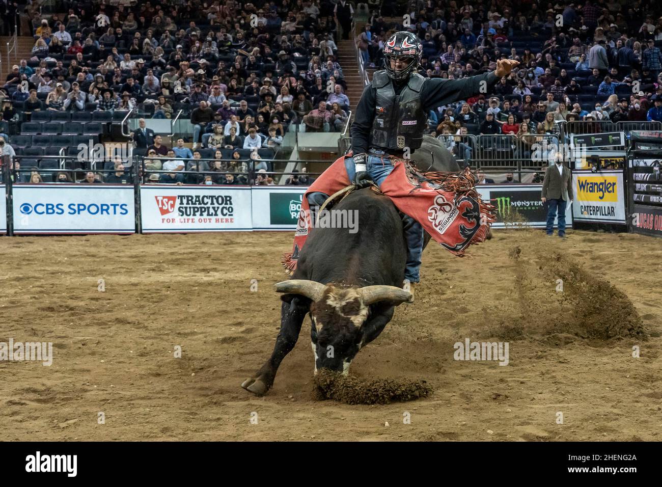 Joao Henrique Lucas rides Big Sky Country during the Professional Bull ...