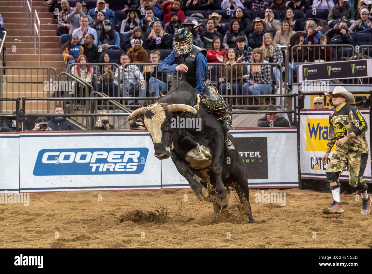 Kyler Oliver rides Bentley for the win during the Professional Bull ...