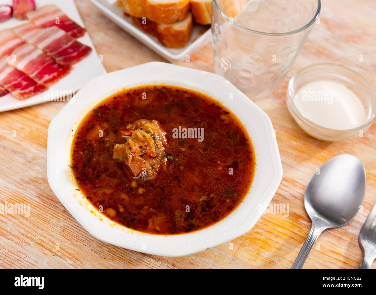 Traditional dish of Slavic cuisine Borsch Stock Photo - Alamy