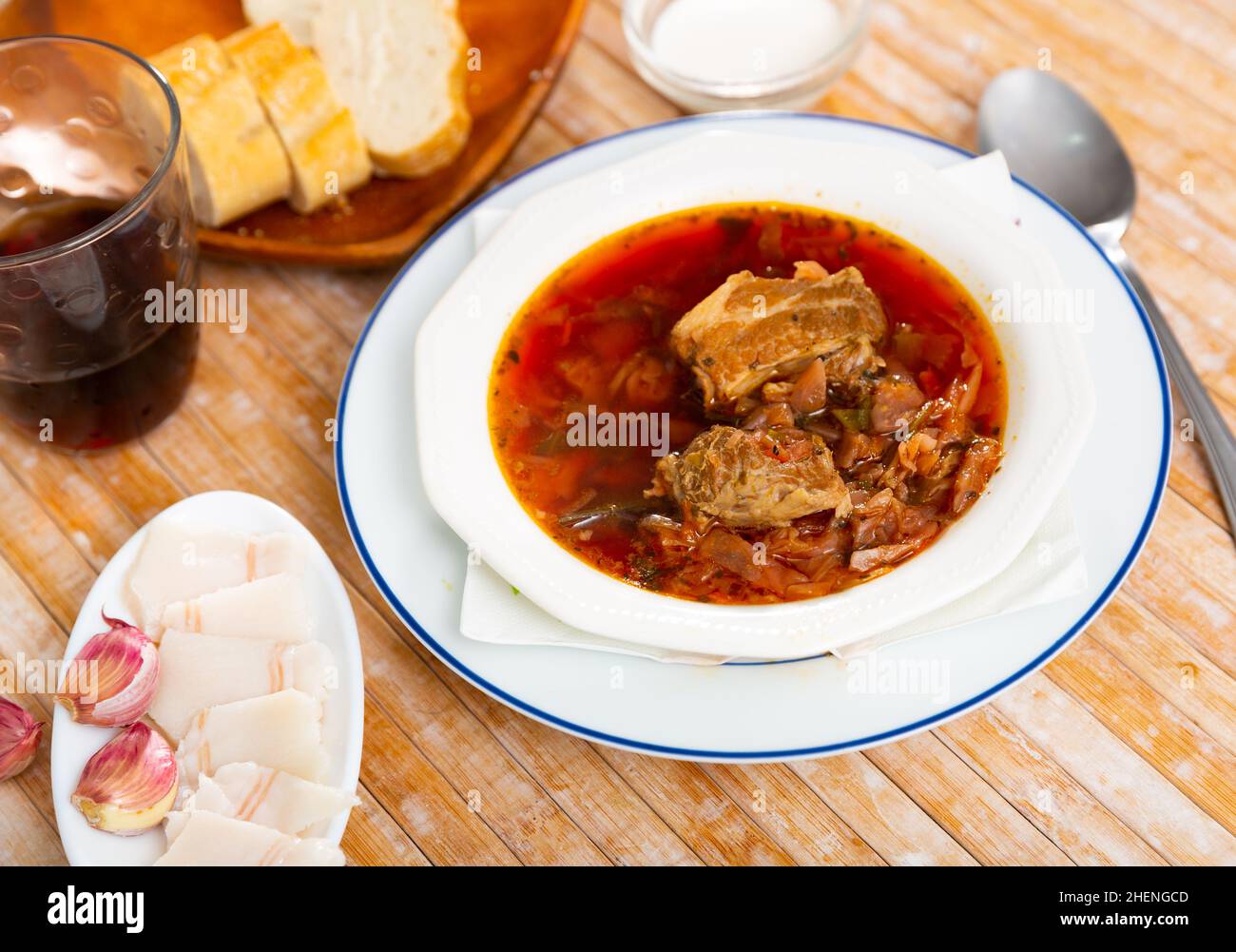 Traditional dish of Slavic cuisine Borsch Stock Photo - Alamy