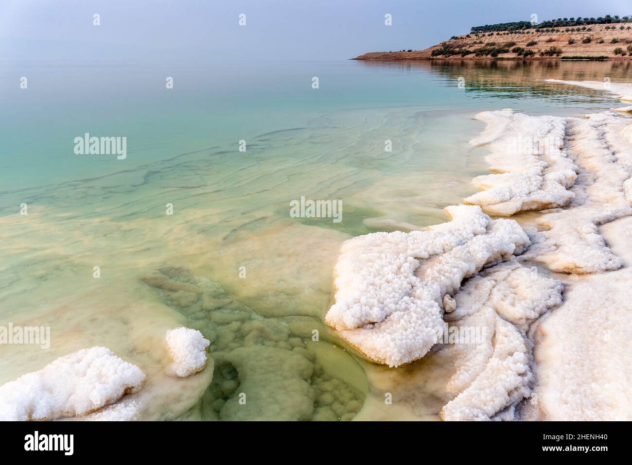 Salt Deposits On The Shore Of The Dead Sea, Jordan, Asia Stock Photo ...
