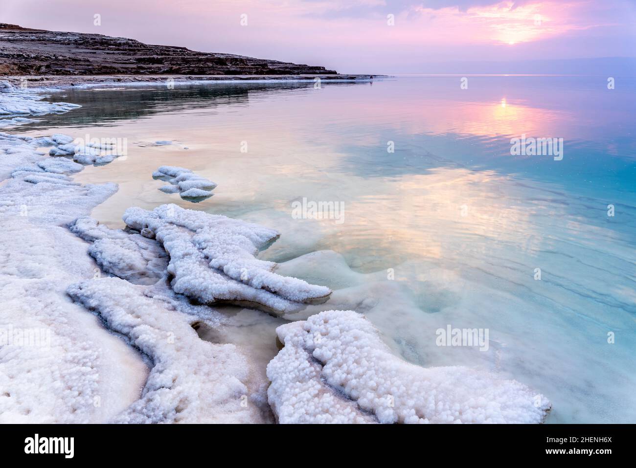Salt Deposits On The Shore Of The Dead Sea, Jordan, Asia Stock Photo ...