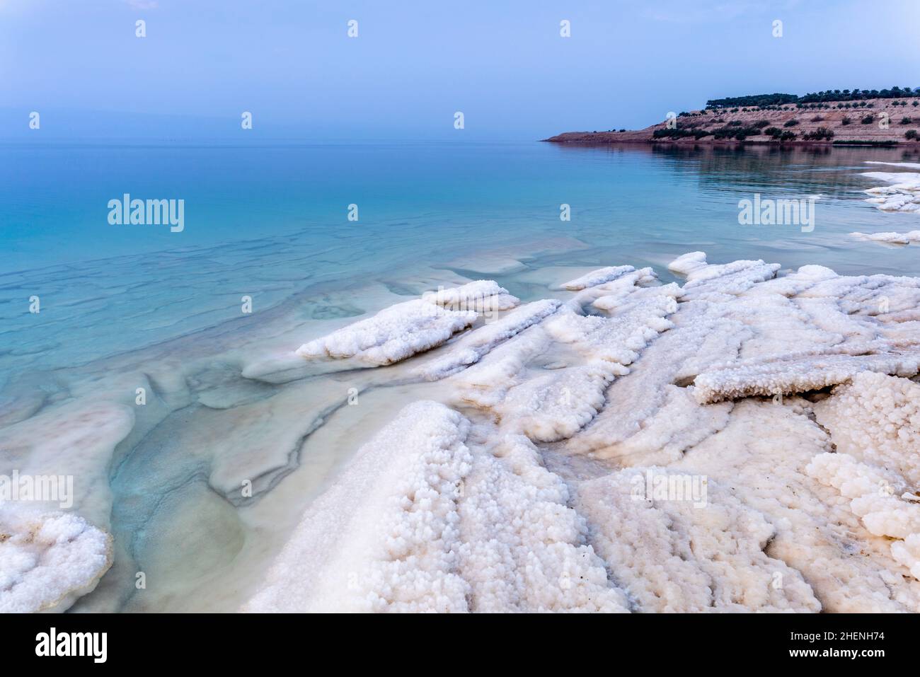 Salt Deposits On The Shore Of The Dead Sea, Jordan, Asia Stock Photo ...