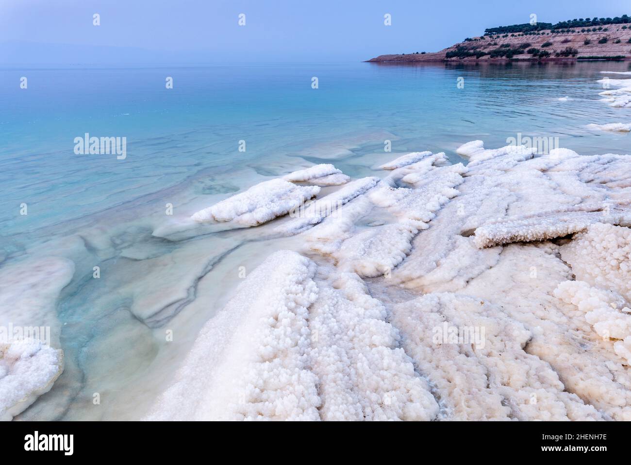 Salt Deposits On The Shore Of The Dead Sea, Jordan, Asia Stock Photo ...