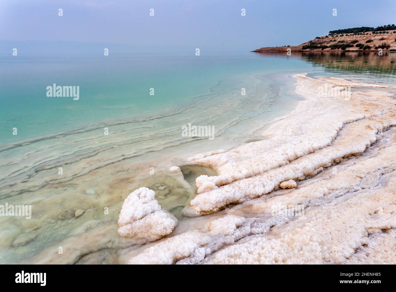 Salt Deposits On The Shore Of The Dead Sea, Jordan, Asia Stock Photo ...