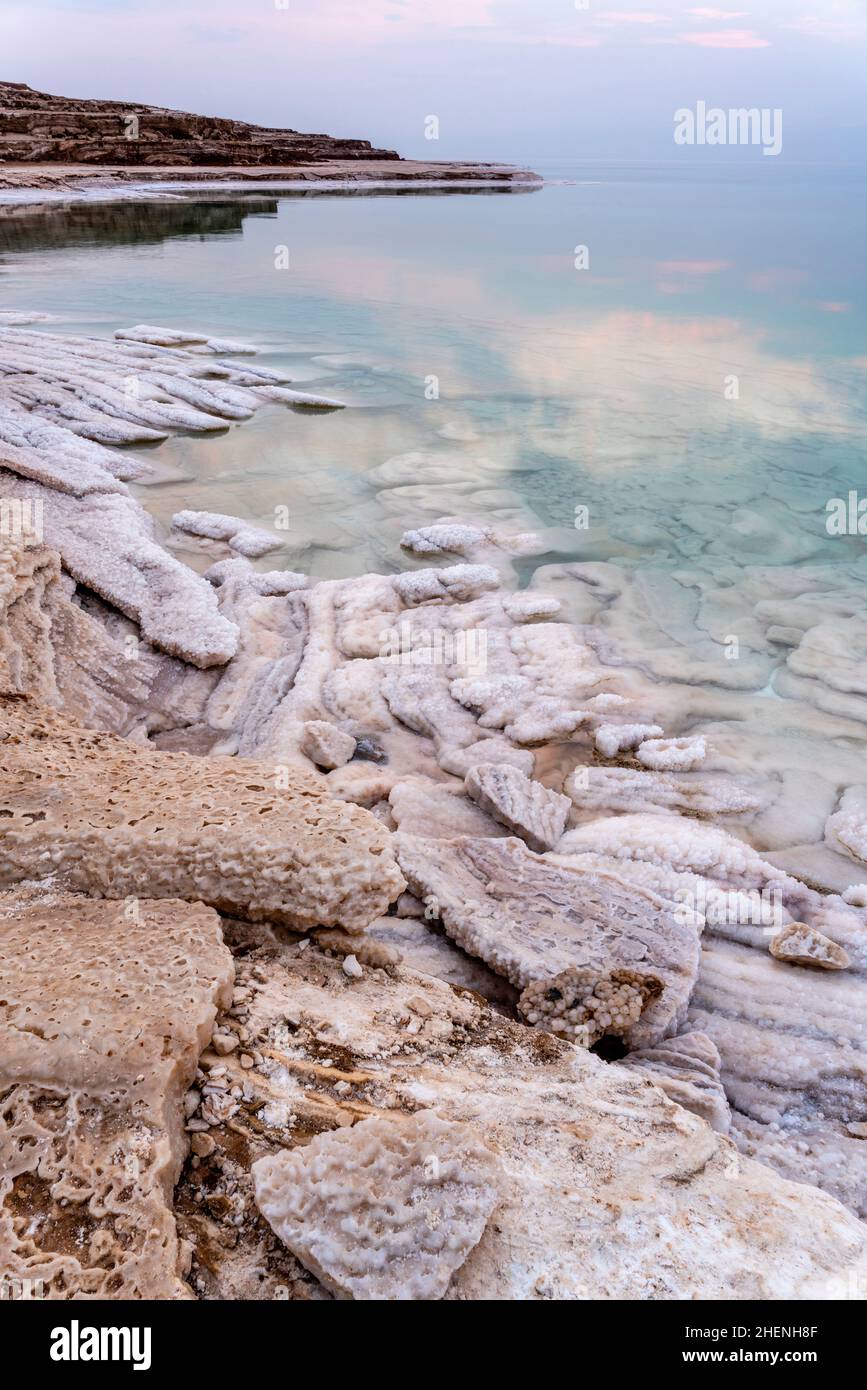 Salt Deposits On The Shore Of The Dead Sea, Jordan, Asia Stock Photo ...