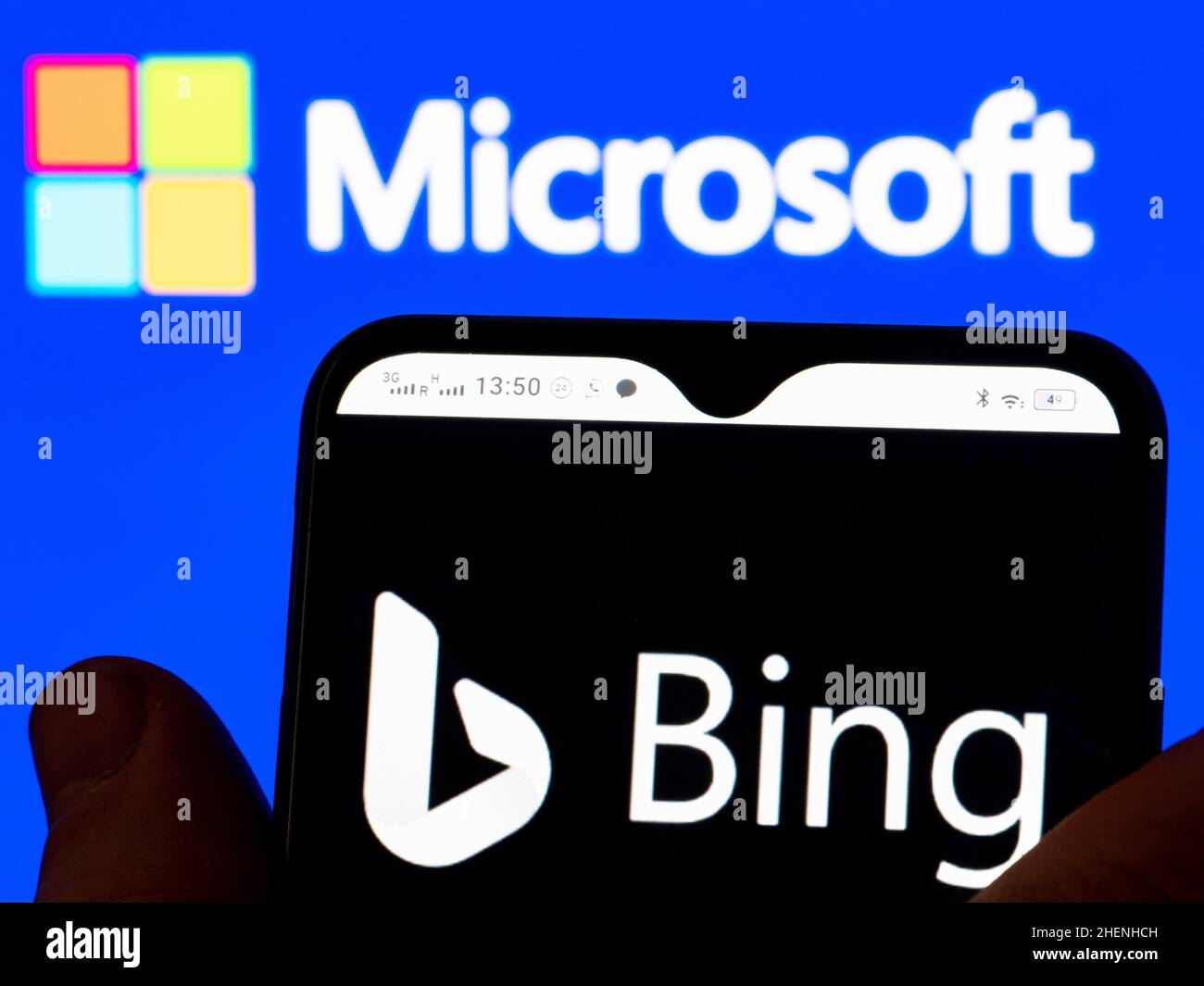 Ukraine. 11th Jan, 2022. In this photo illustration Microsoft Bing logo ...