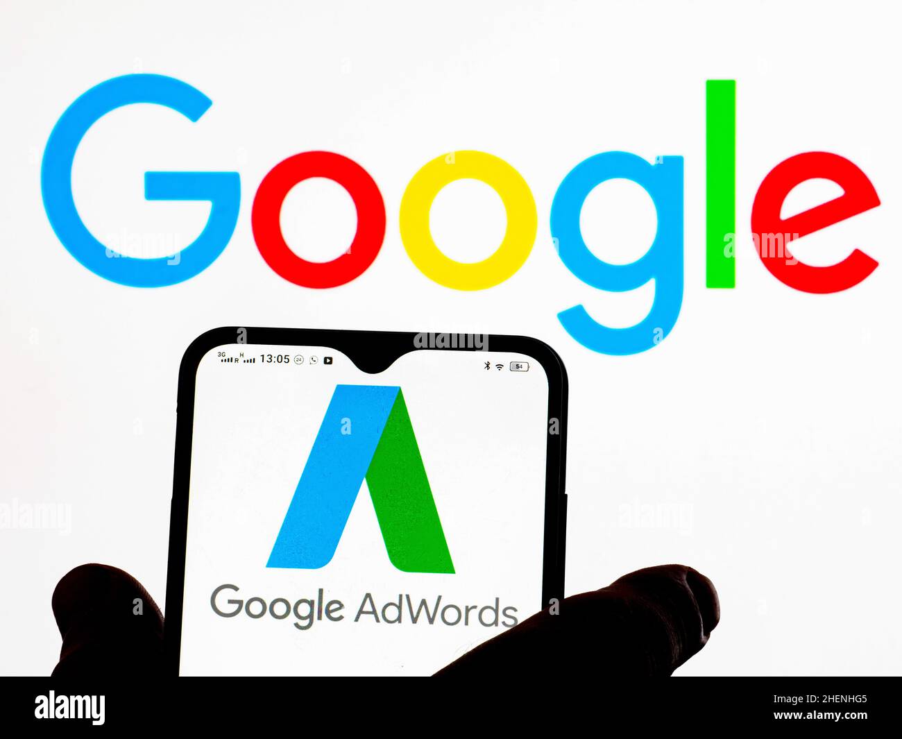 In this photo illustration Google AdWords logo seen displayed on a ...