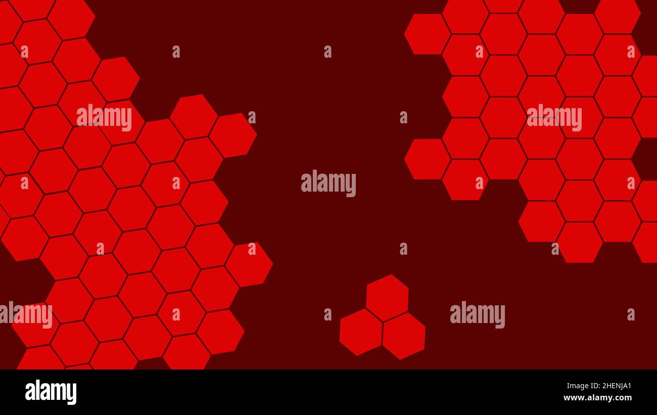 Abstract dark red hexagon pattern on red background technology style ...
