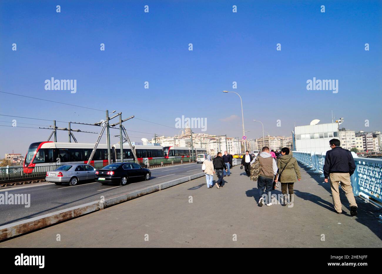 Crossing the Galata bridge in Istanbul, Turkey Stock Photo - Alamy