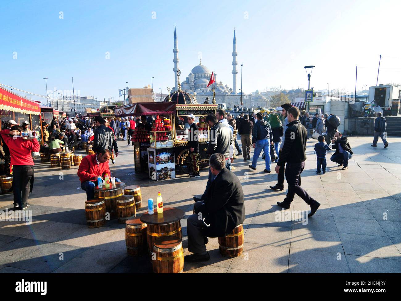 Eminonu Square near the Galata bridge in Istanbul, Turkeyl Stock Photo ...