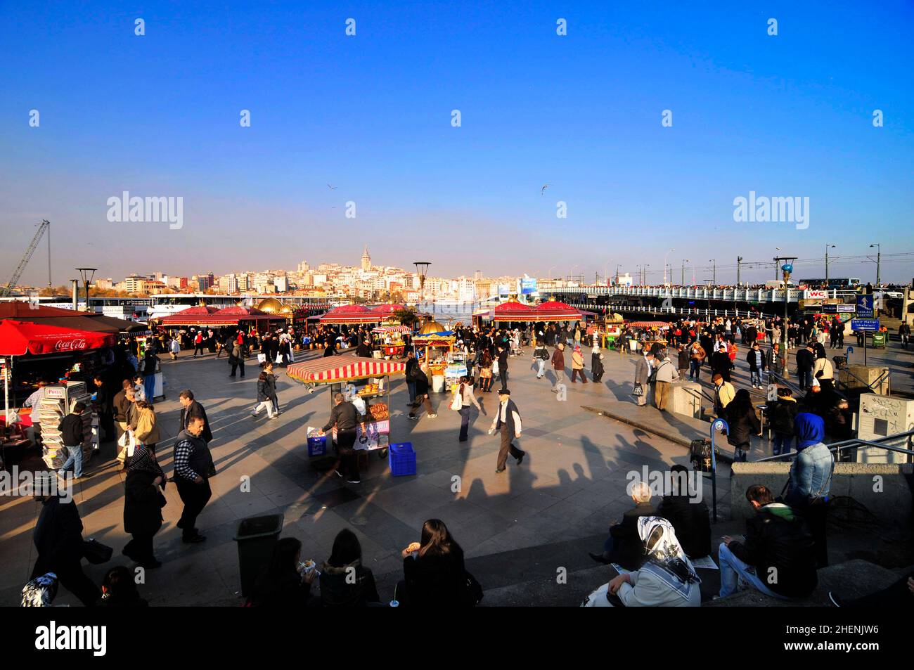 Eminonu Square near the Galata bridge in Istanbul, Turkeyl Stock Photo ...