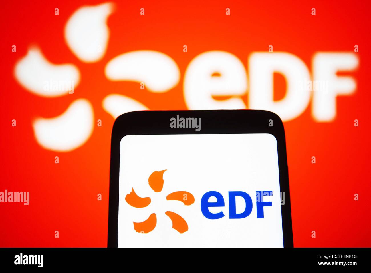 In this photo illustration an EDF logo is seen on a smartphone screen ...