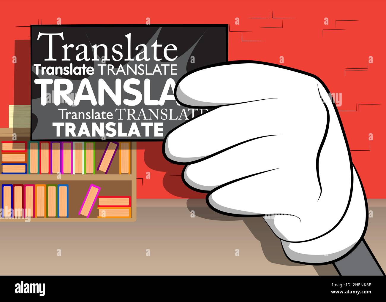 Hand holding banner with Translate text. Man showing billboard ...