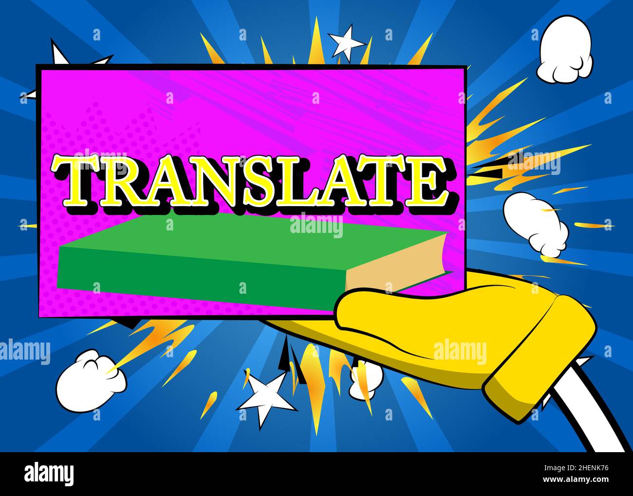 Hand holding banner with Translate text. Man showing billboard ...