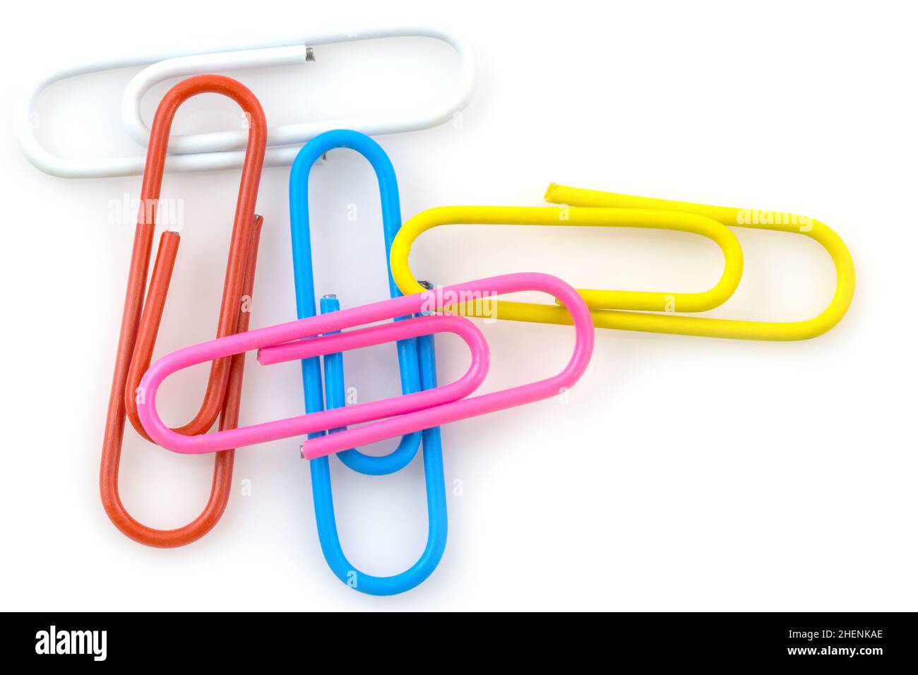 colorful paperclips isolated on white background Stock Photo - Alamy