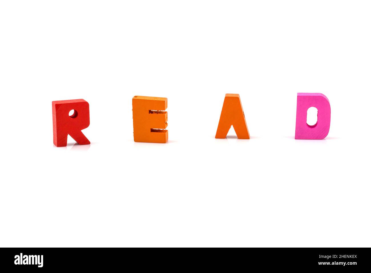 Read word on wood blocks isolated on white background Stock Photo - Alamy