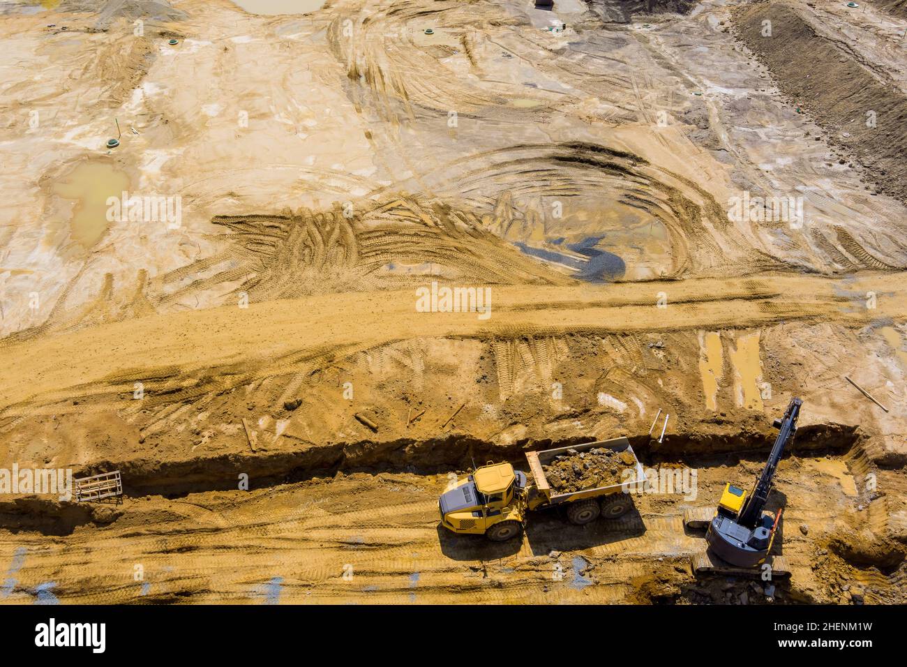 House construction work in preparation process view of new residential ...