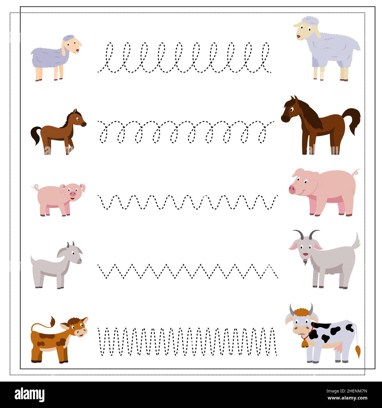 Draw dotted lines from the baby animals to their mothers. Connect the ...
