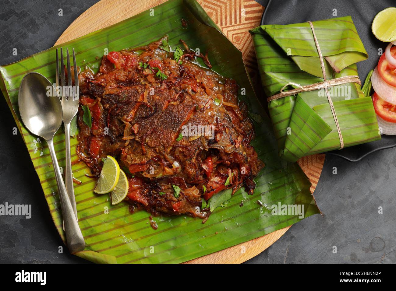 Meen Pollichathu or fish pollichathu, tasty kerala dish, fish with ...