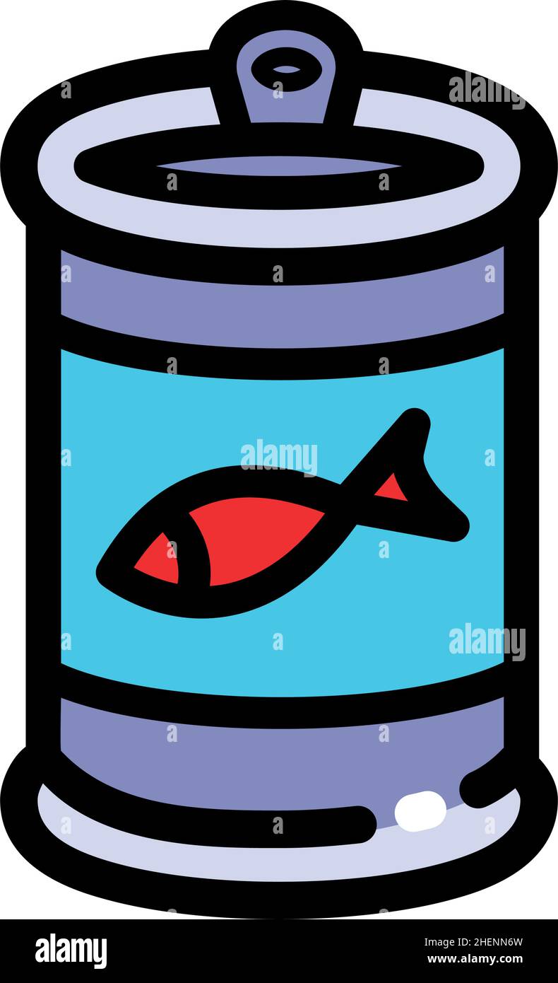 Fish can simple icon. Flat canned fish illustration. Simple supply for ...