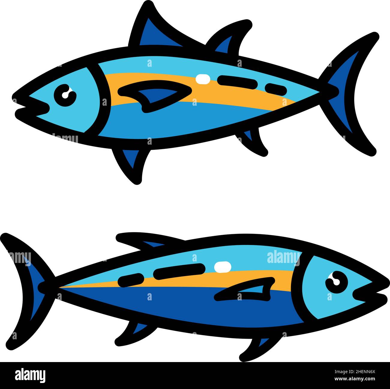 Tuna color illustration in trendy style. Line simple icon isolated on ...