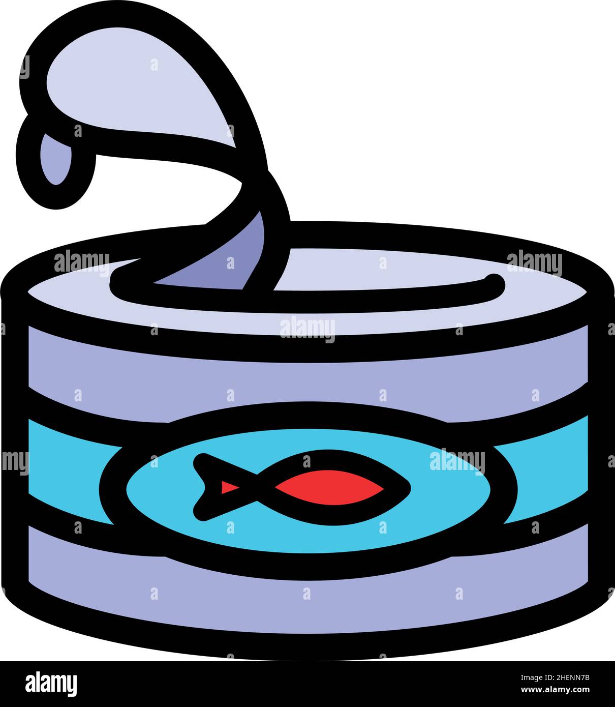 Fish can simple icon. Color canned fish illustration in simple style ...