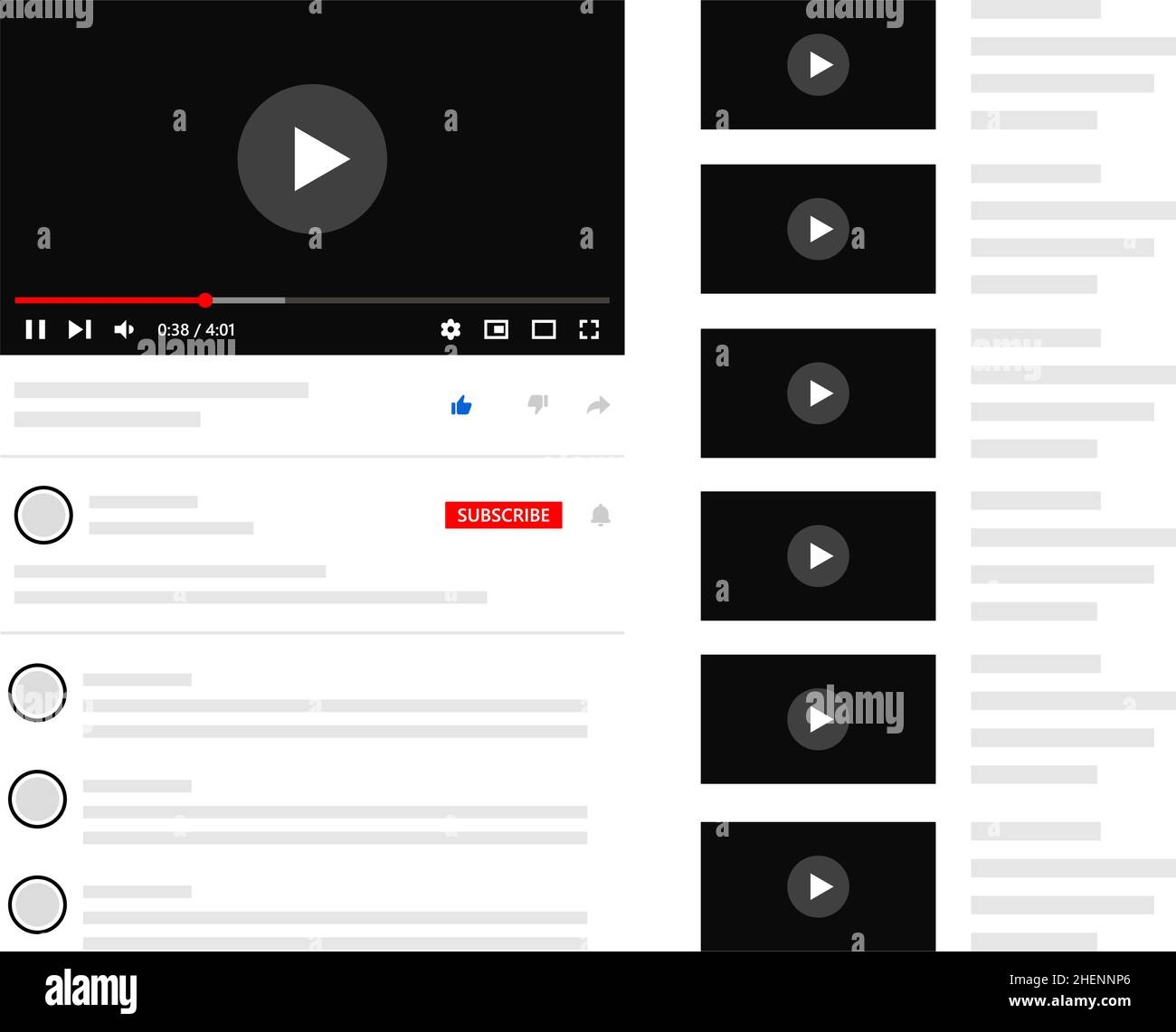 Desktop video player web page. Video player design template with ...
