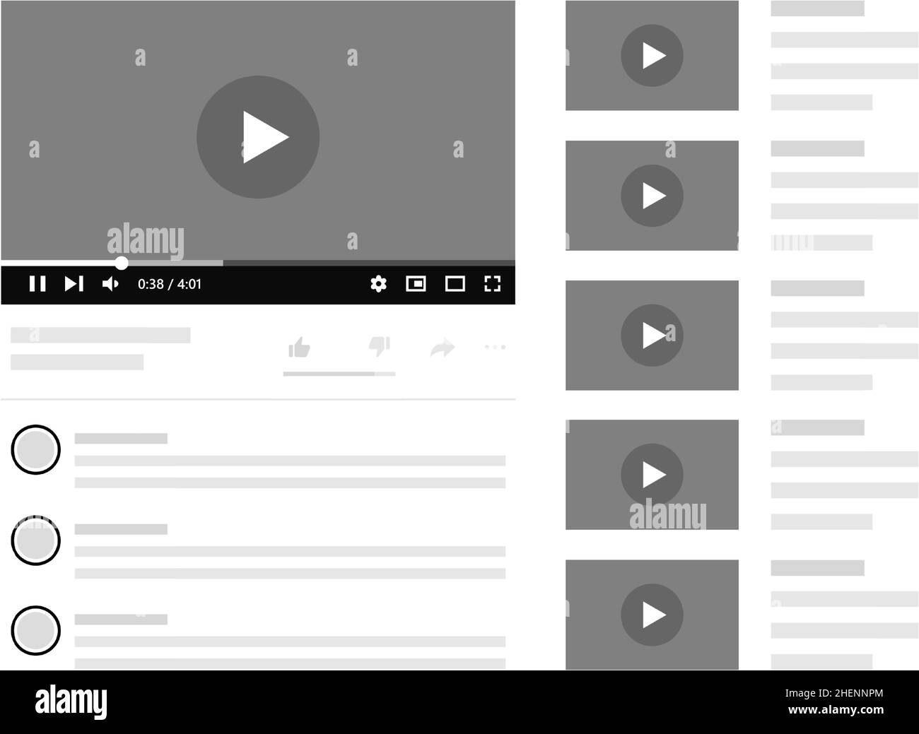 Desktop video player interface template. Multimedia player interface ...