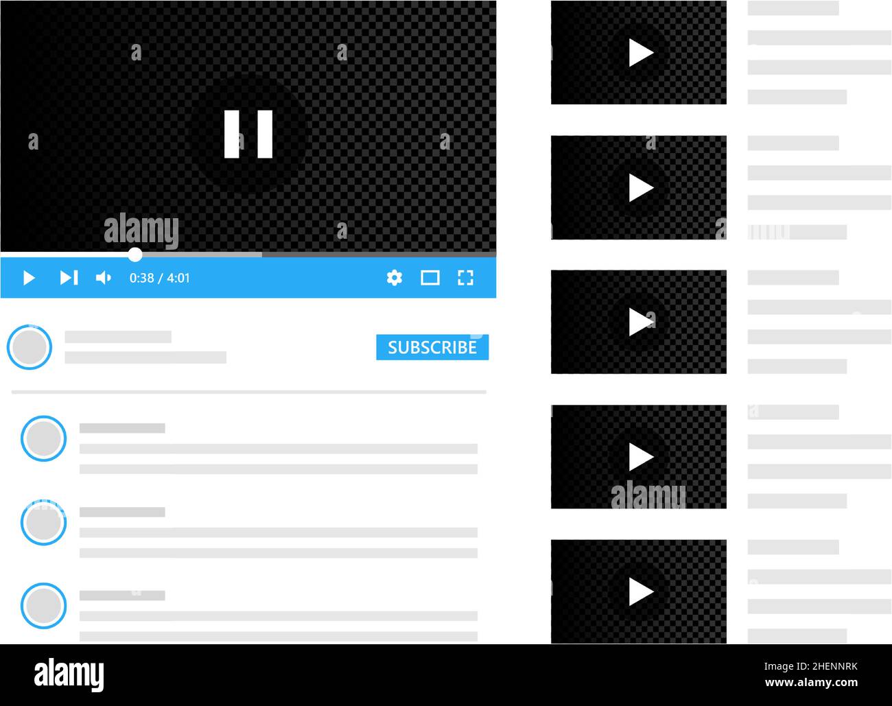 Desktop video player with website design elements. Video player ...
