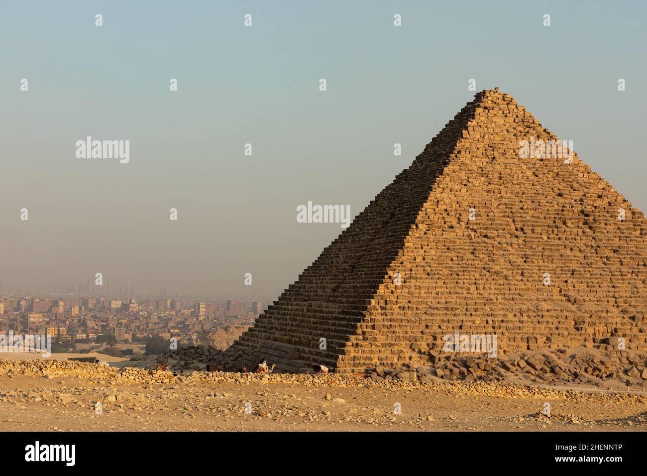 The pyramid of Giza and the view of Cairo, Egypt Stock Photo - Alamy