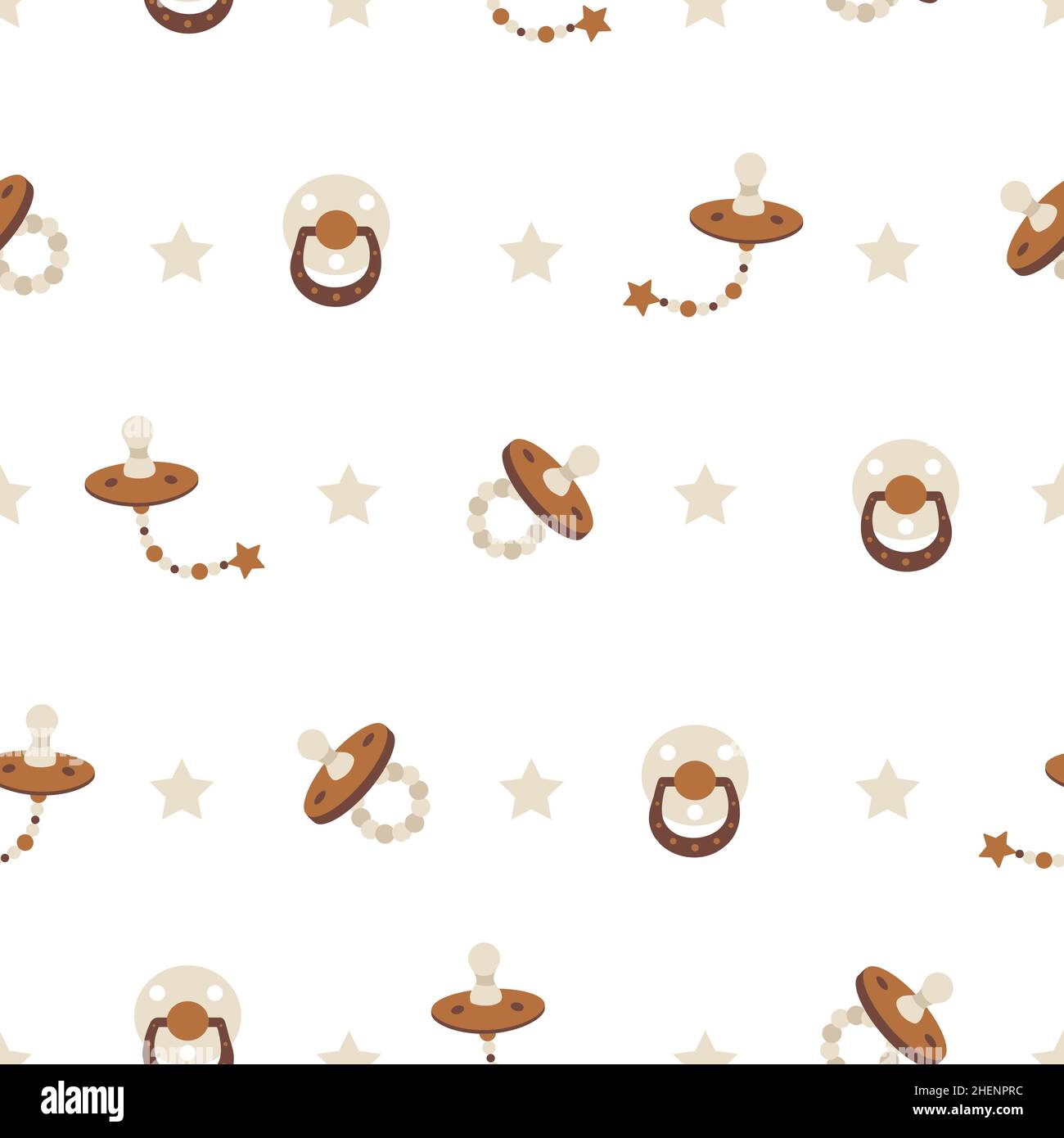 Seamless pattern with boho baby pacifiers. Hand drawn elements for ...