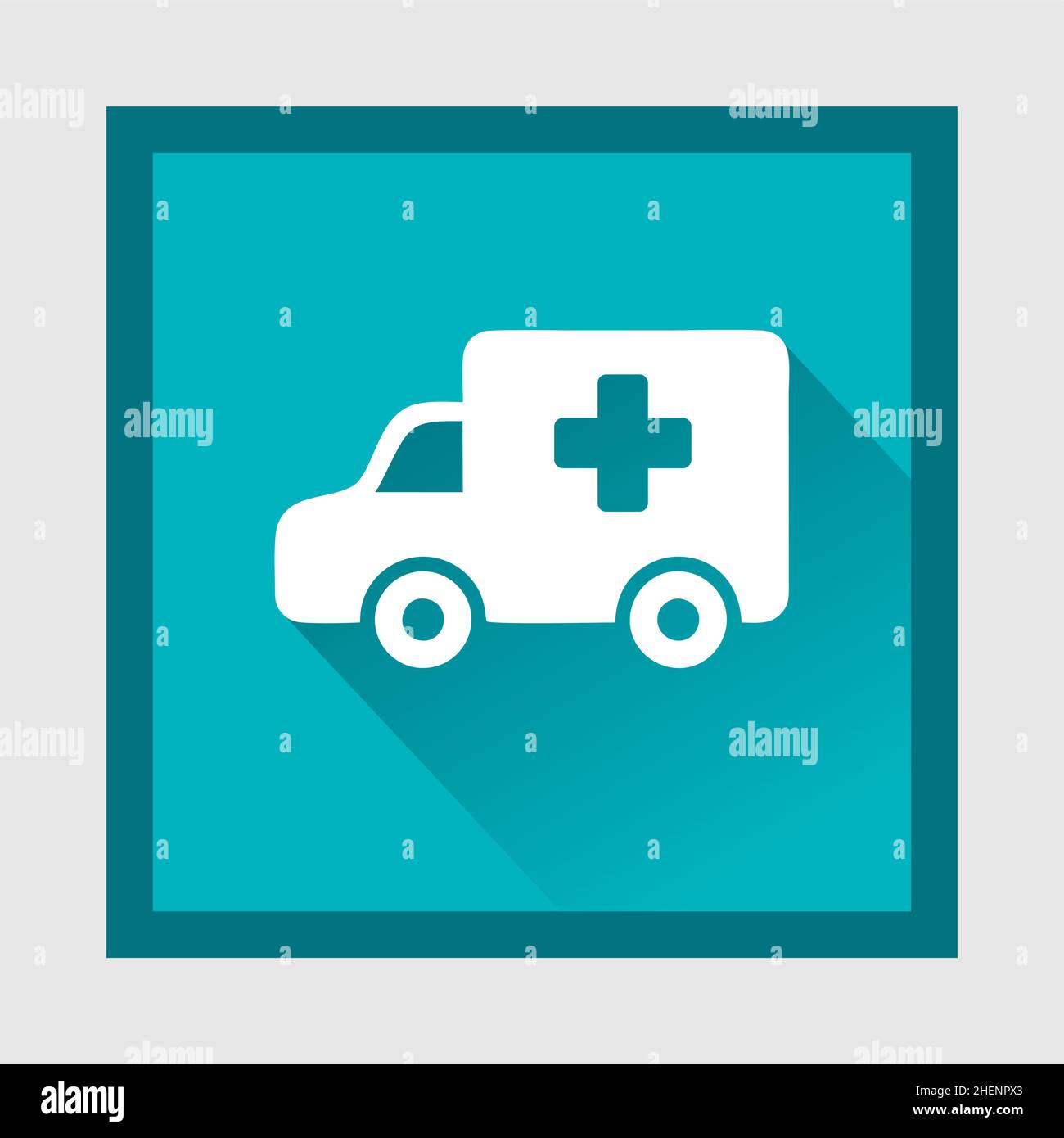 Ambulance car symbol sign with shadow on green background, Medical ...
