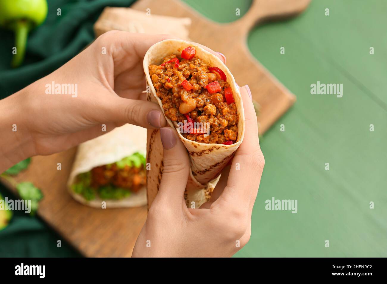 Burrito eating woman hi-res stock photography and images - Alamy