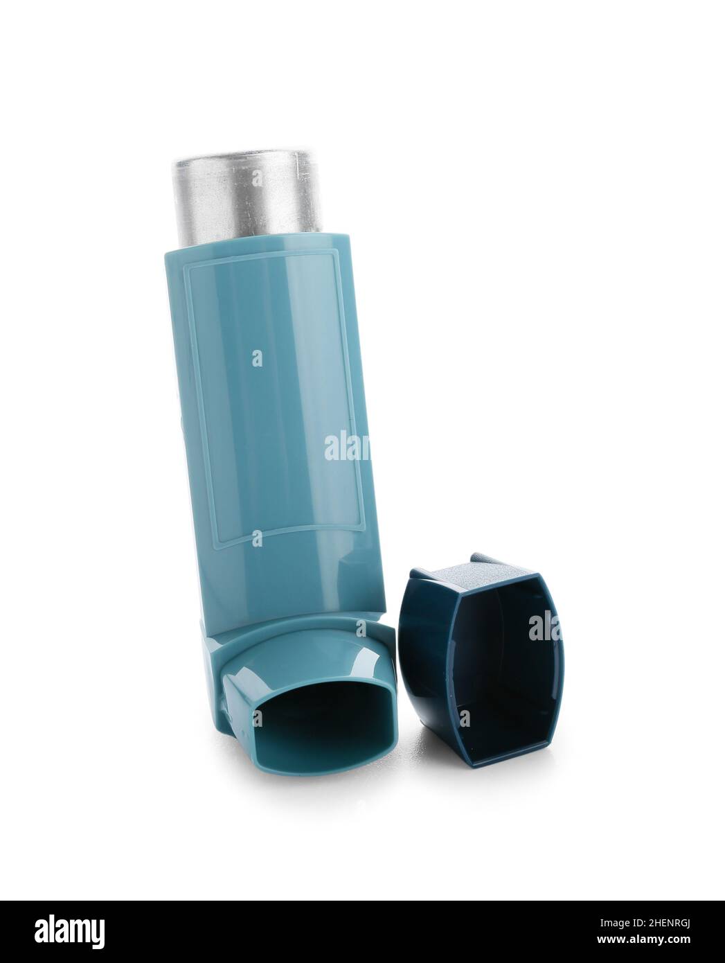 Asthma inhaler on white background Stock Photo - Alamy