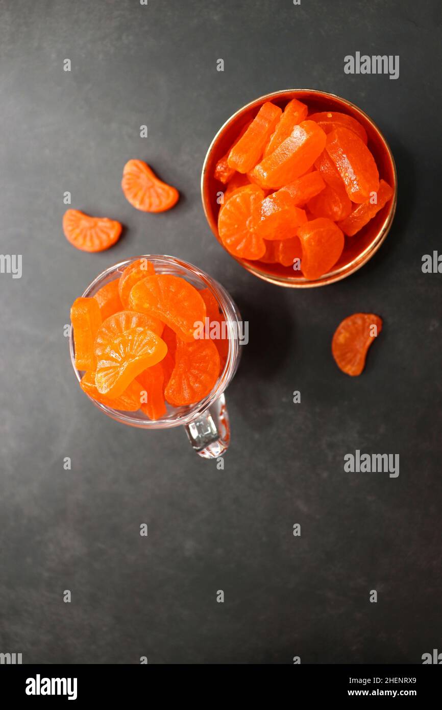 Orange sugar candy. Indian Vintage style boiled sugar confectionery ...