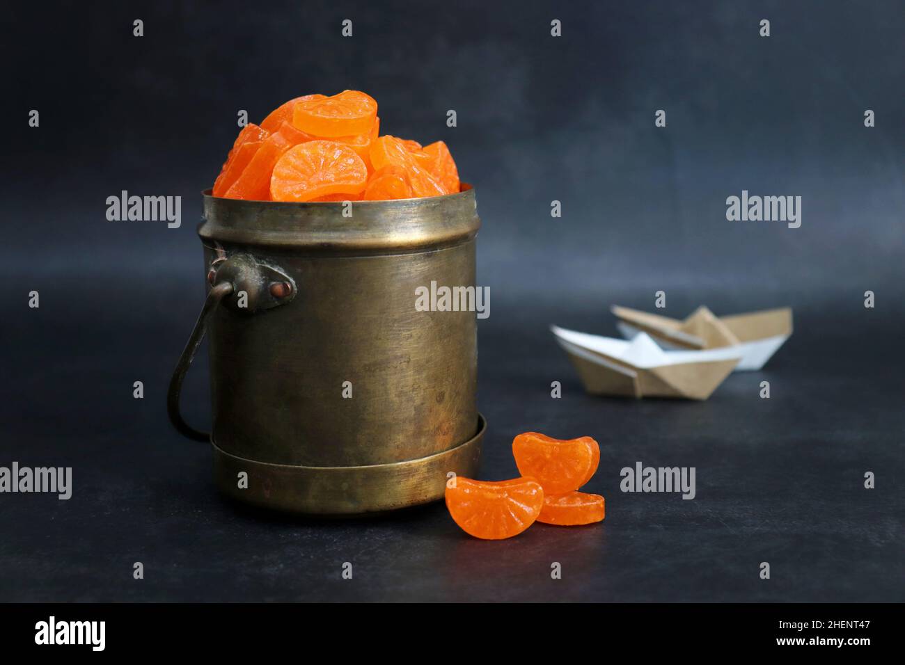 Orange sugar candy. Indian Vintage style boiled sugar confectionery ...