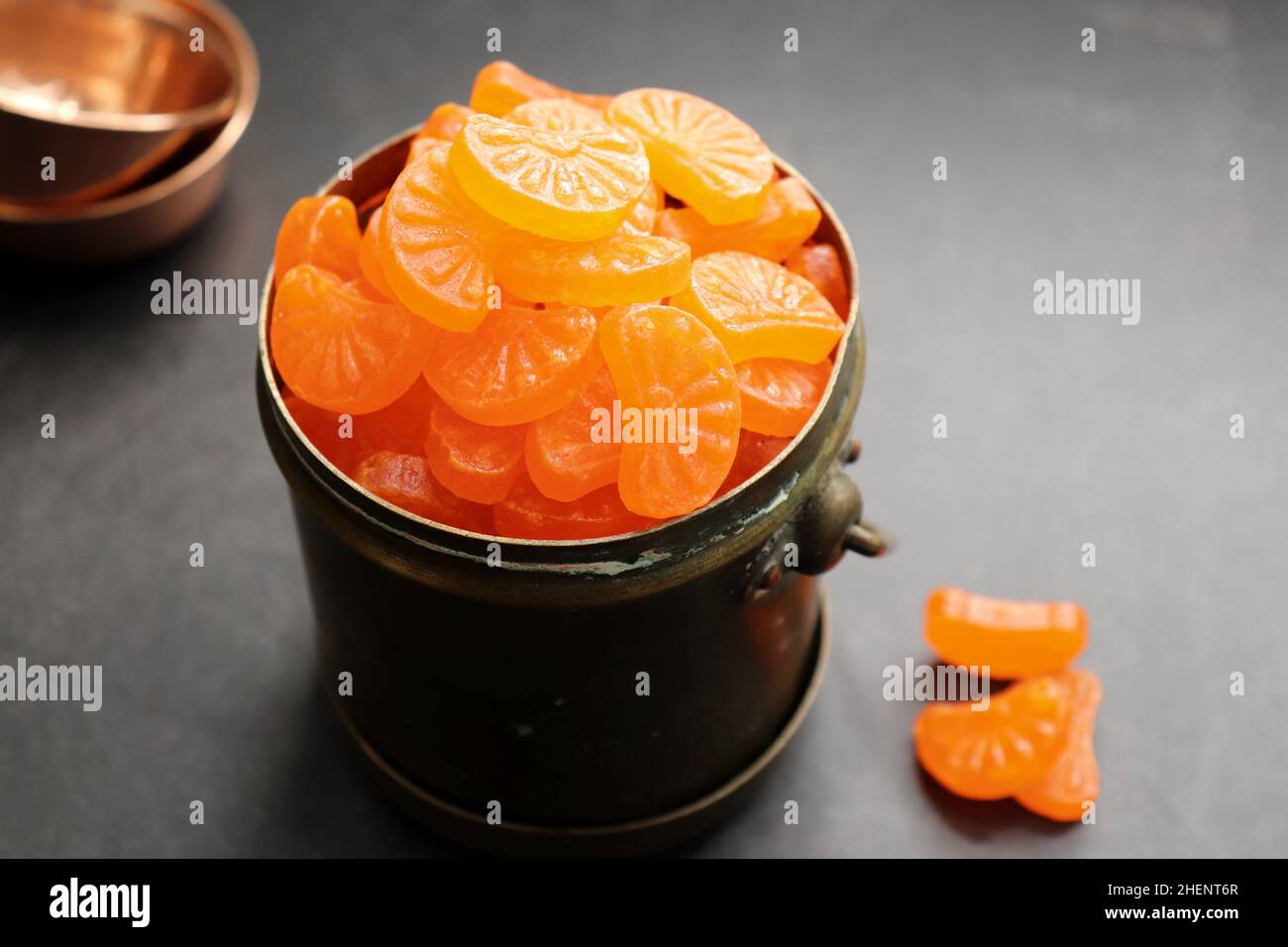 Orange sugar candy. Indian Vintage style boiled sugar confectionery ...
