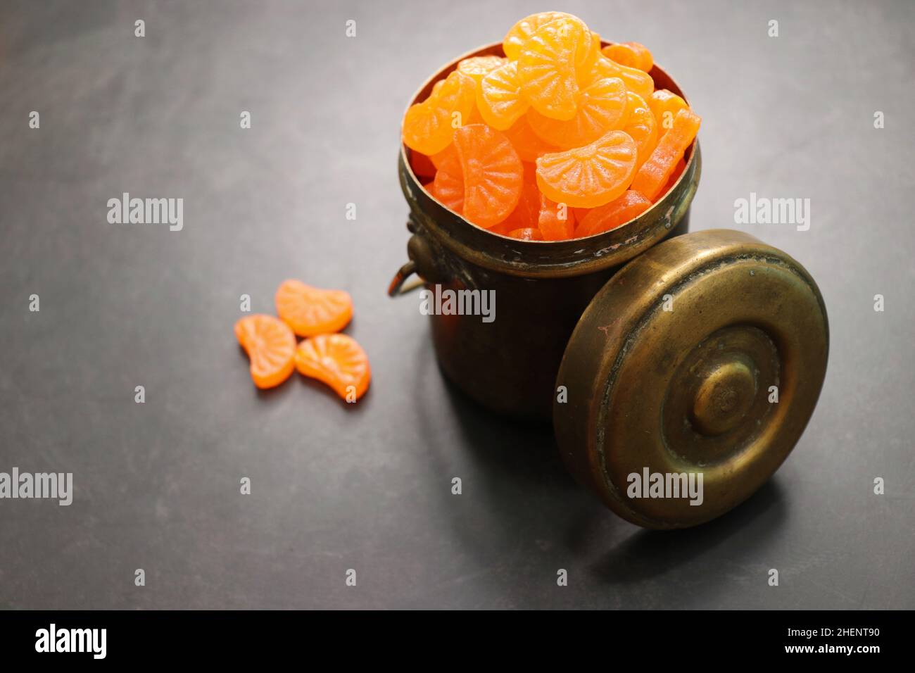 Orange sugar candy. Indian Vintage style boiled sugar confectionery ...