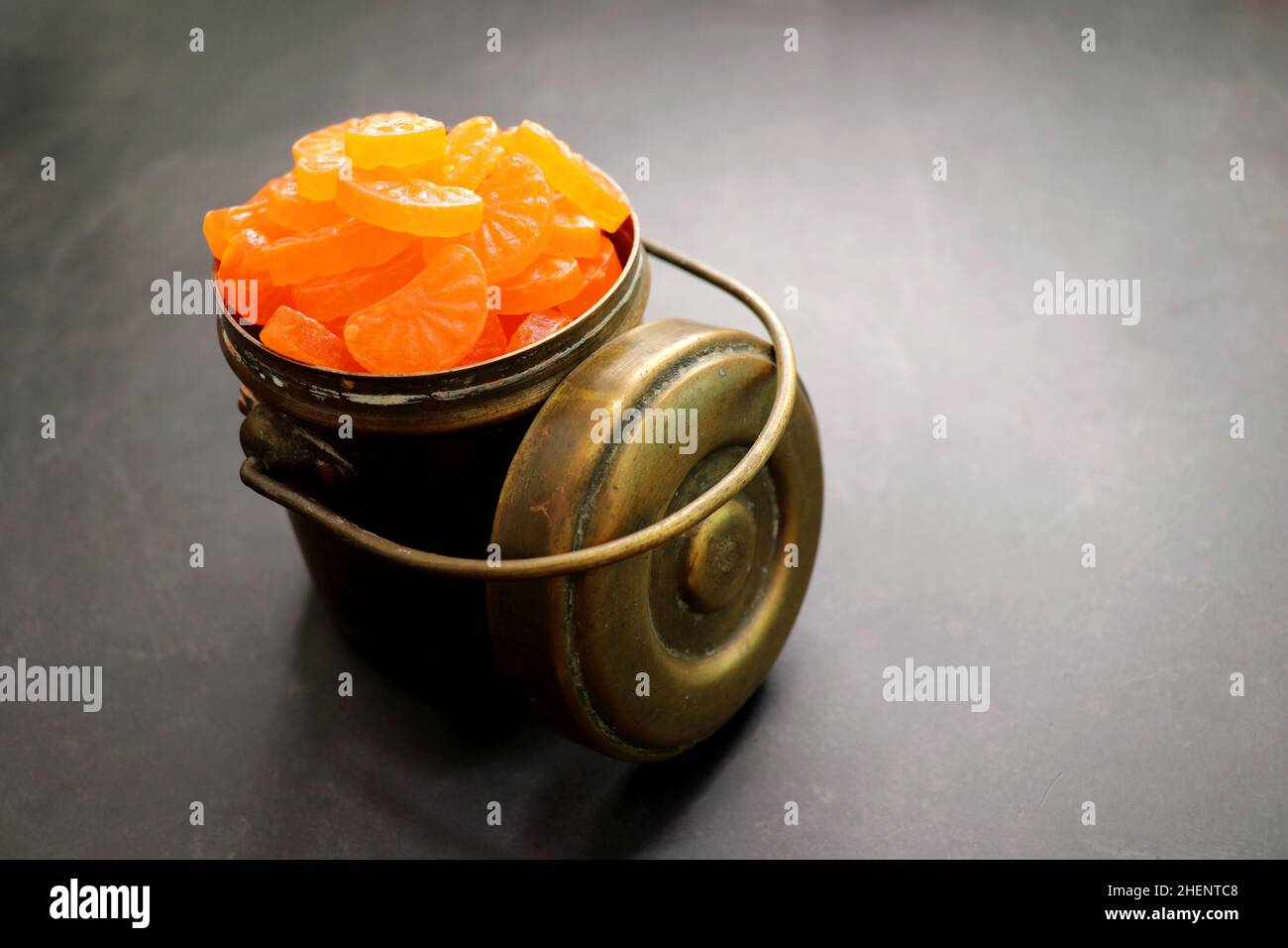 Orange sugar candy. Indian Vintage style boiled sugar confectionery ...