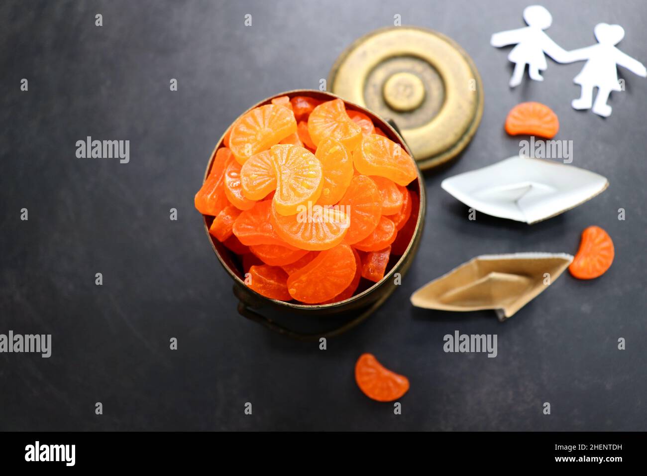 Orange sugar candy. Indian Vintage style boiled sugar confectionery ...