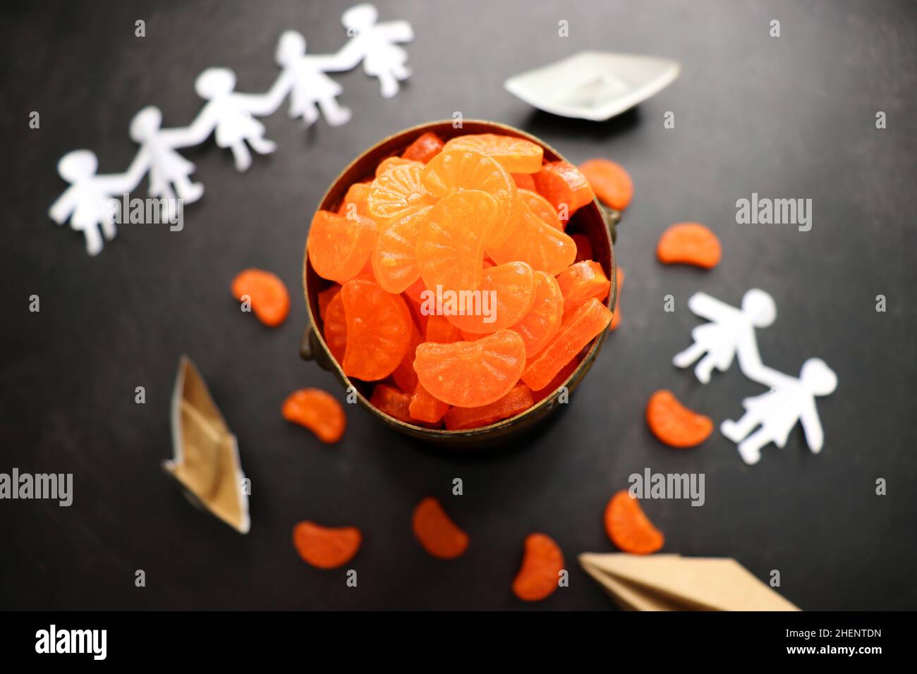 Orange sugar candy. Indian Vintage style boiled sugar confectionery ...