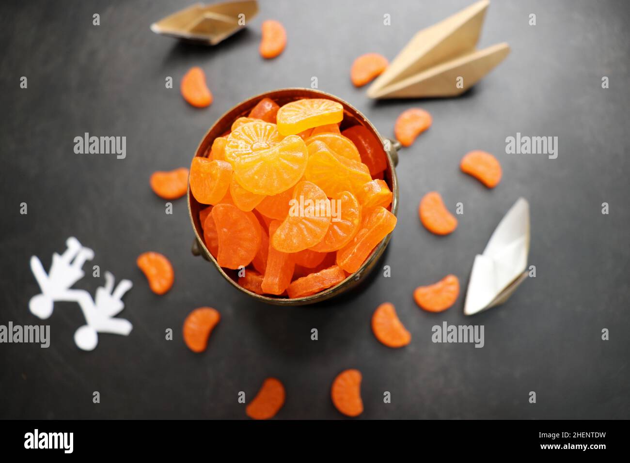 Orange sugar candy. Indian Vintage style boiled sugar confectionery ...
