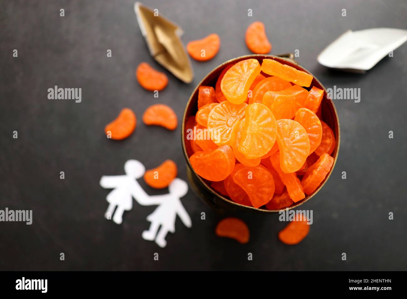Orange sugar candy. Indian Vintage style boiled sugar confectionery ...
